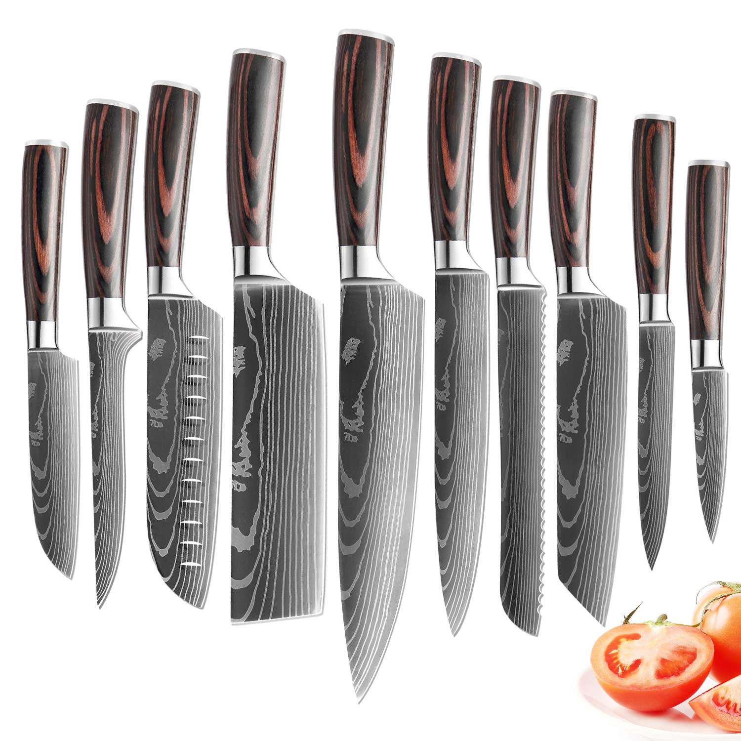 XITUO Kitchen Chef Knife Set,10 Piece High Carbon Stainless Steel Knives Pakkawood Handle, Ultra Sharp Cooking Knife & Gift Box (10PCS Chef Knife Set)