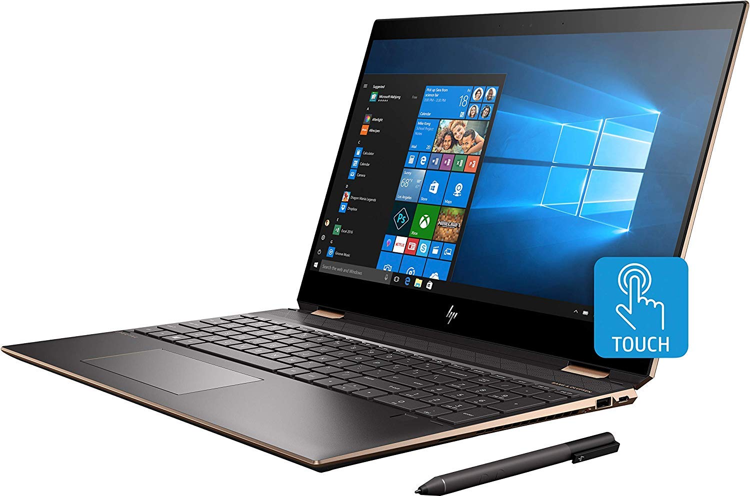 2019 HP Spectre x360 15t Touch 4K IPS AMOLED GTX 1650 with 6 core(9th Gen Intel i7 9750H, 1TB SSD, 16GB, 2-in-1, 3 Years McAfee Internet Security, Windows 10 PRO Upgrade, HP Warranty) Dark Ash