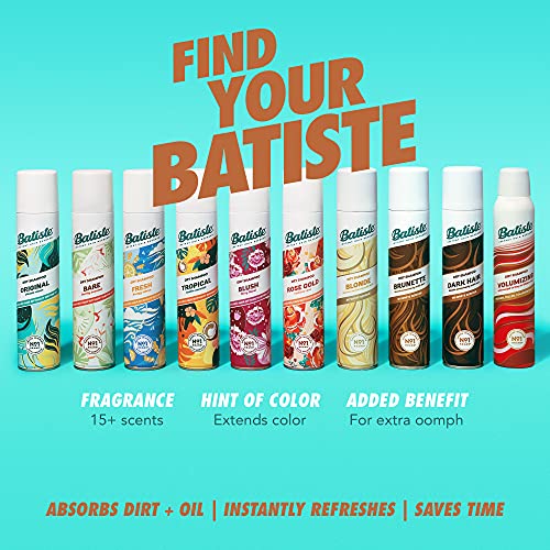 Batiste Dry Shampoo for Dark Hair, Refresh Hair and Absorb Oil Between Washes, Waterless Shampoo for Added Hair Texture and Body, 6.35 OZ Dry Shampoo Bottle