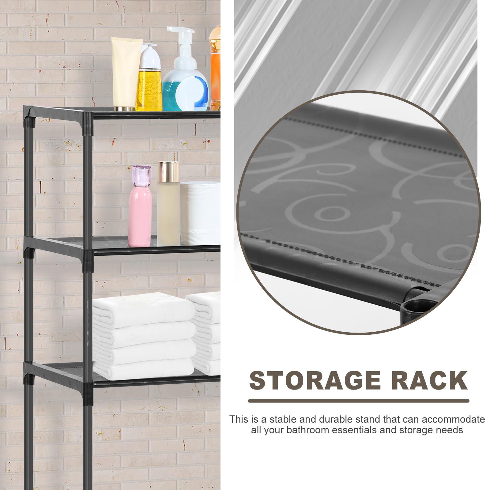 3 Tiers Over the Toilet Storage Rack Multifunctional Over Toilet Shelf Organizer Large Capacity Bathroom Storage Shelf Organizer Easy Assembly Bathroom Space Saver Shelf for Bathroom Restroom Laundry/