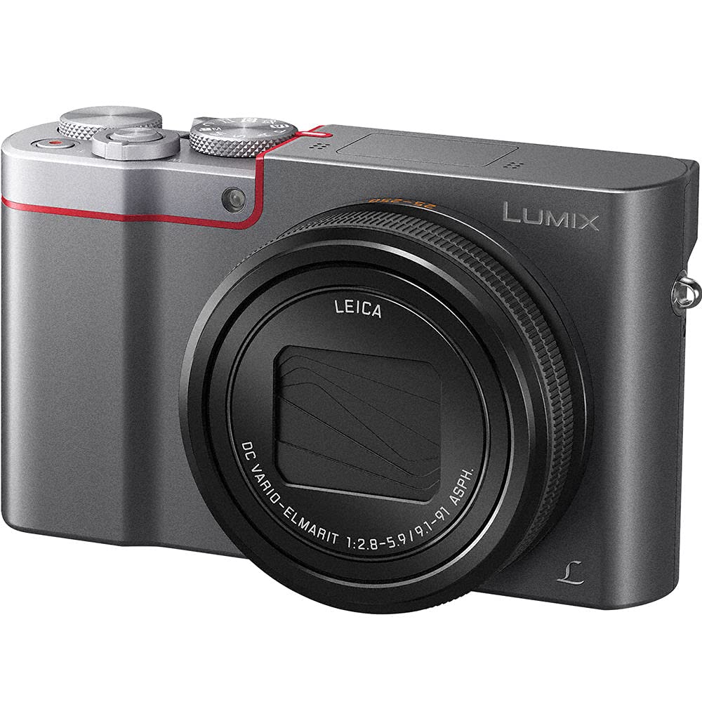 Panasonic Lumix DMC-ZS100 Digital Camera (Silver) (DMC-ZS100S) - Bundle - with LED Video Light + DMW-BLE9 Battery + Soft Bag + 12 Inch Flexible Tripod + Cleaning Set