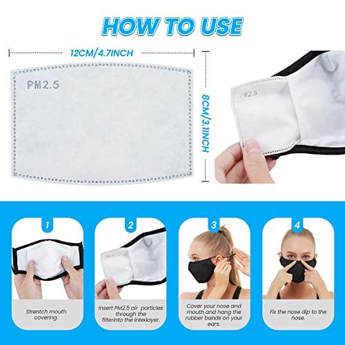 3-Ply Cloth Face Mask 6 Pack,Washable, Reusable and Breathable Face Covering with Adjustable Ear Protection Loops women/men (Black*6)