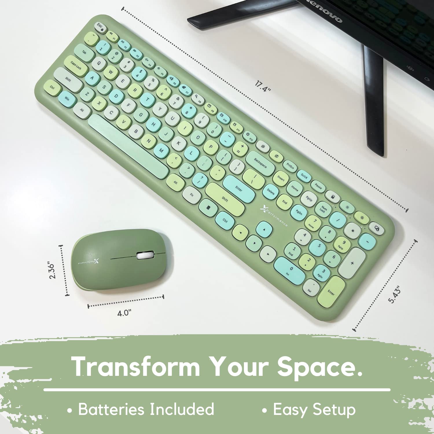 X9 Green Keyboard and Mouse Combo - 2.4G Wireless Connectivity - Transform Your Space with a Cute Wireless Keyboard and Mouse Retro Set - Colorful Keyboard and Mouse - Aesthetic Keyboard
