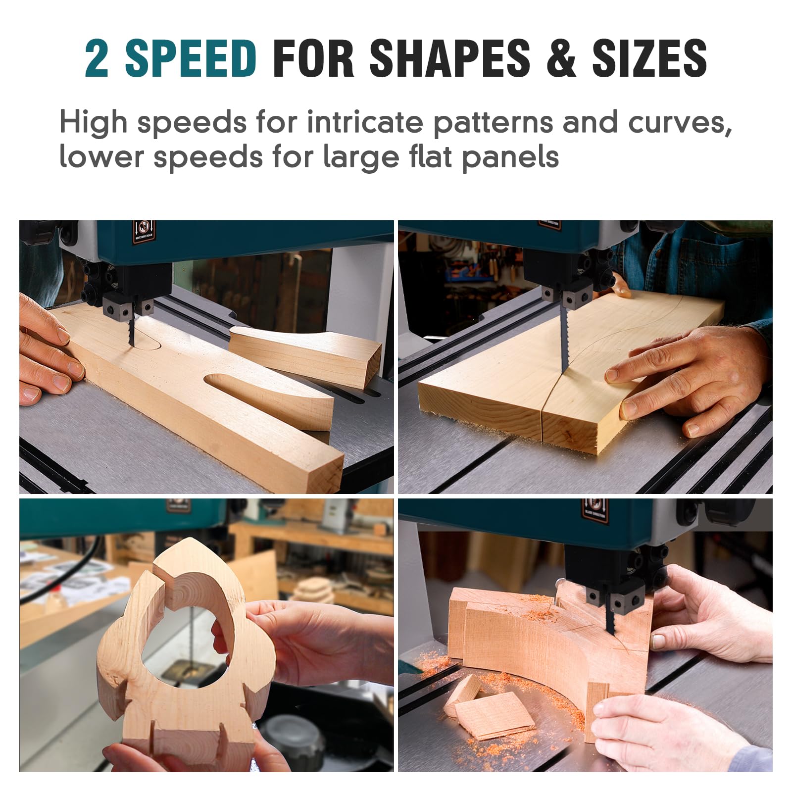 3 Amp 9-Inch Benchtop Band Saw, 2-Speed(1700/2500FPM)with 360° Work Light, Miter Gauge & Rip fence, Steel Base, Band Saws for Woodworking