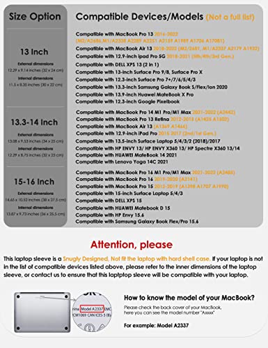 HYZUO 13 Inch Laptop Sleeve Compatible with MacBook Air M2 A2681 13.6" Display, MacBook Air 13 M1 2018-2022, MacBook Pro 13 M2 M1 2016-2022, Faux Suede Leather Case with Accessory Bag, Dark Gray