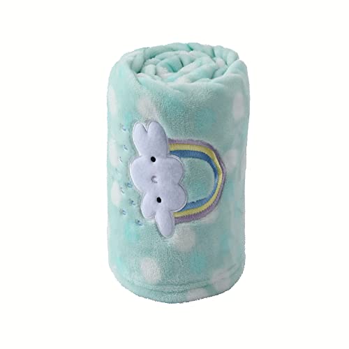 CREVENT 30"X40" Lightweight Fuzzy Fluffy Warm Plush Baby Blanket for Infant Toddler Newborn Unisex Crib Cot Stroller - Green Rainbow Unisex