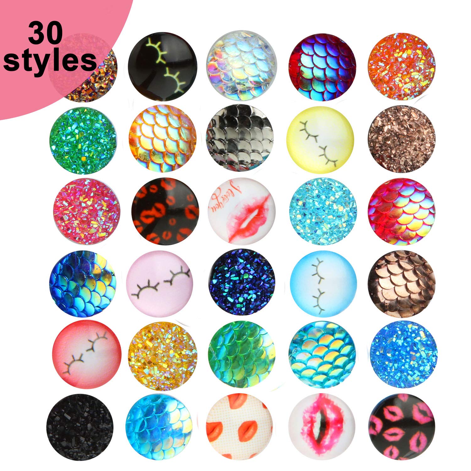 30 Sets Disposable Mascara Wands Set, Includes 30 Crystal Eyelash Brush Eyebrow Applicator Makeup Tool and 30 Reusable Diamond Eyelash Tube for Women Girls (Assorted Patterns)