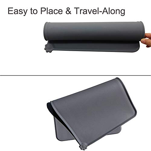 Lessmon Dog Cat Feeding Mat, Silicone Waterproof Pet Food Mat, Black