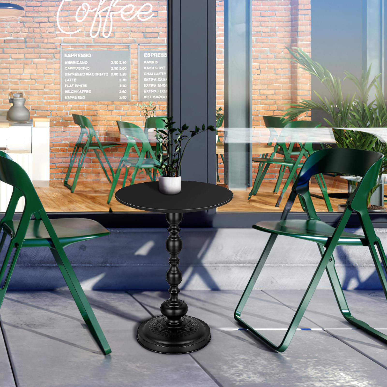 2pack Metal Small Round Side End Table, Modern Nightstand,Outdoor Accent Coffee Table,Great for Living Room, Bedroom, Indoor & Outdoor, Matte Black Tray Surface,20'' Height (Black)