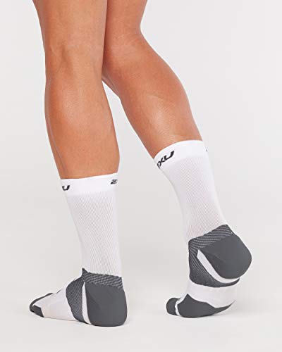 2XU Vectr Crew Sock, White/Grey, Medium
