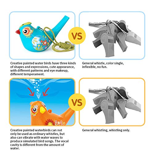 Tovip 1Pcs Coloured Drawing Water Bird Whistle Bathtime Musical Toy for Kids Early Learning Educational Children Gift Toy Musical Instrument
