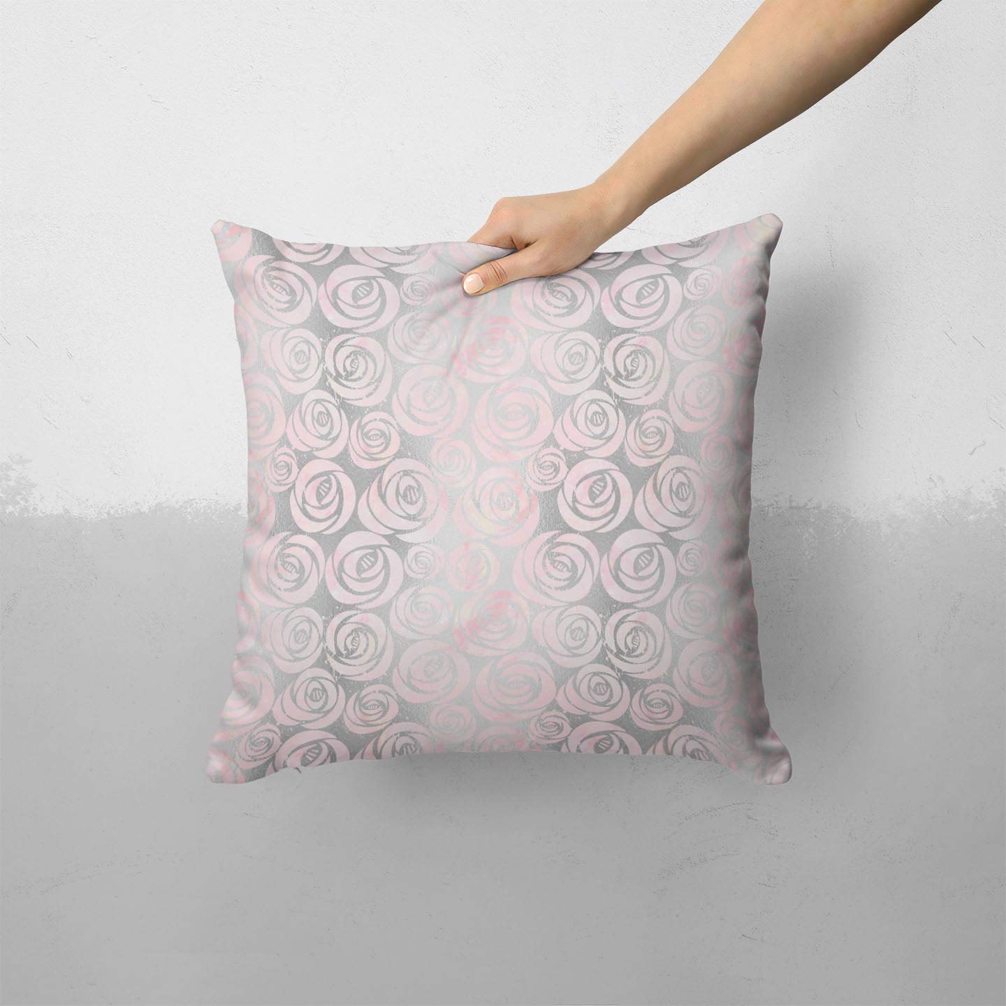 iiRov Karamfila Silver & Pink Marble V15 - Custom Decorative Home Decor Indoor or Outdoor Throw Pillow Cover for Sofa, Bed or Couch Cushion (Pillow CASE Cover ONLY)