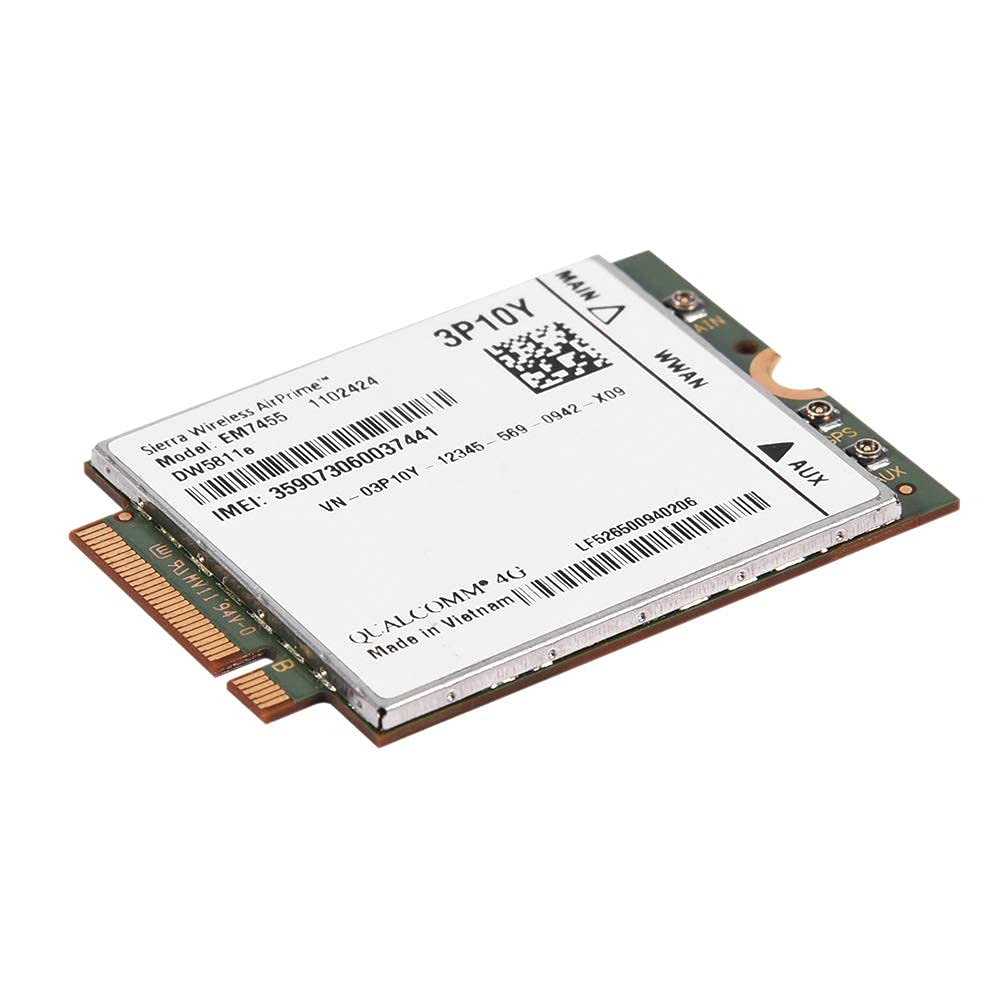 EM7455 4G Module Network Card, PCIe M.2 Replacement EM7455 Network Card for DW5811e 3P10Y 300 Mbps 4G LTE WWAN NGFF Card Module Fit for PC Laptops