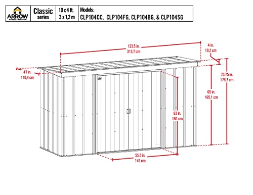 Arrow Shed Classic 10' x 4' Outdoor Padlockable Steel Storage Shed Building