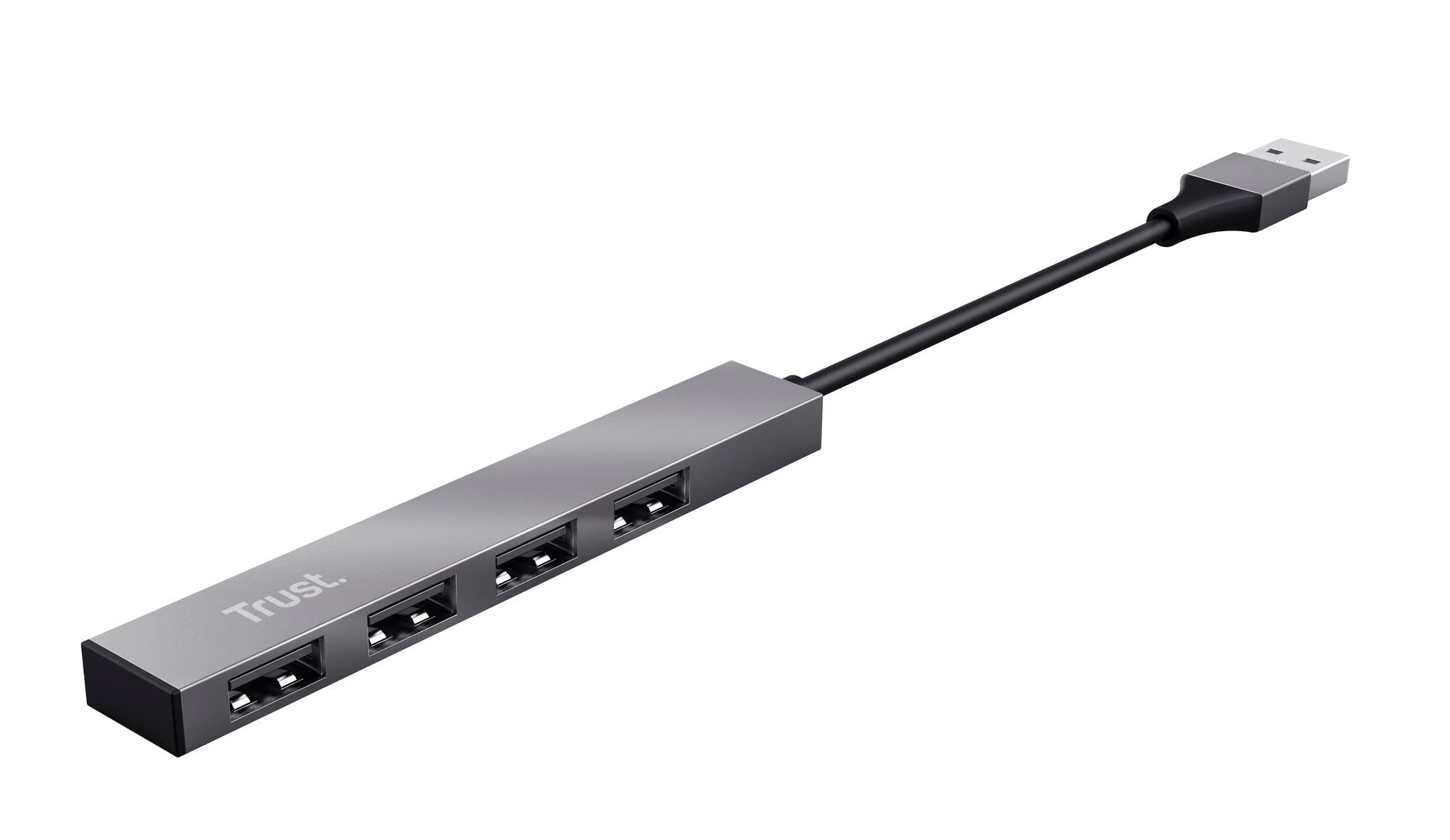 Trust 23786 Halyx Aluminium 4-Port Mini USB 2.0 Hub for PC, Laptop, Mac - Silver