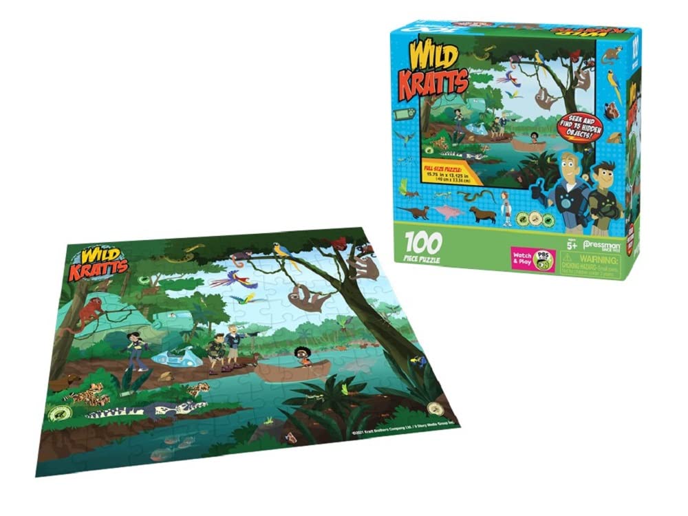 Wild Kratts Seek and Find 100pc Puzzle - Seek and Find 15 Hidden Objects! - 15.75" x 13.125" Completed Size by Pressman