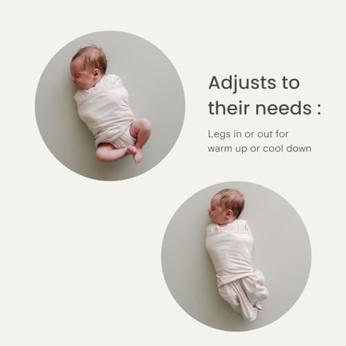 embé 2-Way Transition Swaddle Sack, 12-18 lbs, Diaper Change w/o Unswaddling, Arms in and Out, Legs in and Out Design, Warm Up or Cool Down 100% Cotton, 3-6 Months (Moss)