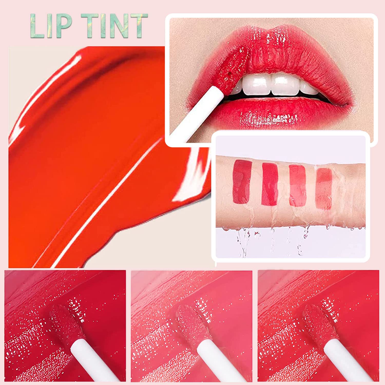 3 Colors Lip Stain Tint Set, Waterproof&Long Lasting Mini Liquid Lipstick Hydrating Moisturizing Lip Cheeks And Eyes,Natural Glossy Korean Lip Tint Stain Easy Application, Non-Sticky (3#4#5)