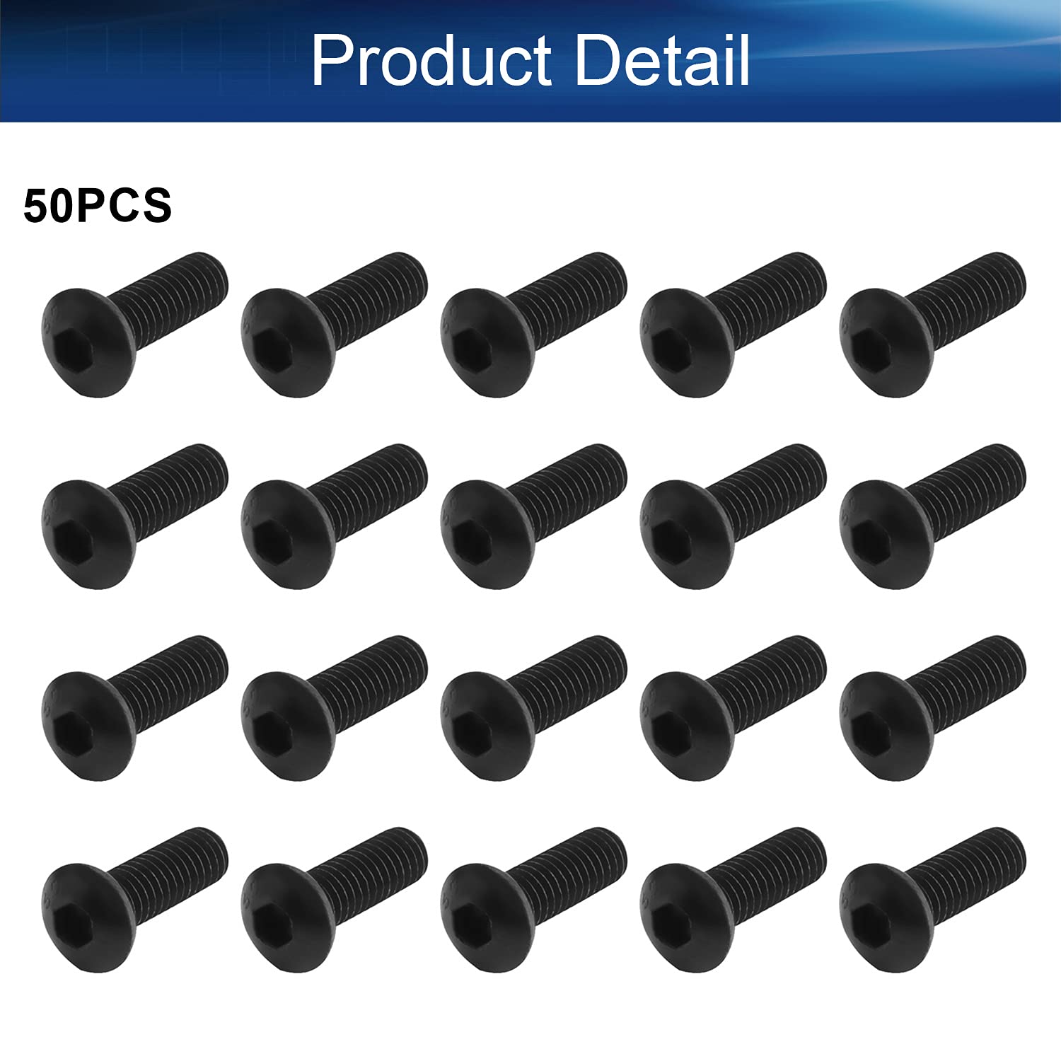 Yinpecly M4x12mm Hex Socket Head Machine Screws Carbon Steel Inner Hex Socket Round Head Screw Fasteners Furniture Bolts Black Tone 50Pcs