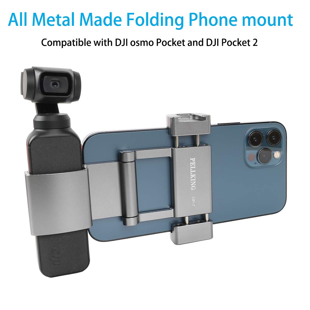 PellKing Osmo Pocket/Osmo Pocket 2 Phone Holder Set Expansion Accessories + Universal Mini Extension Pole Tripod Compatible with DJI OSMO Pocket 2/ DJI OSMO Pocket and Smartphone
