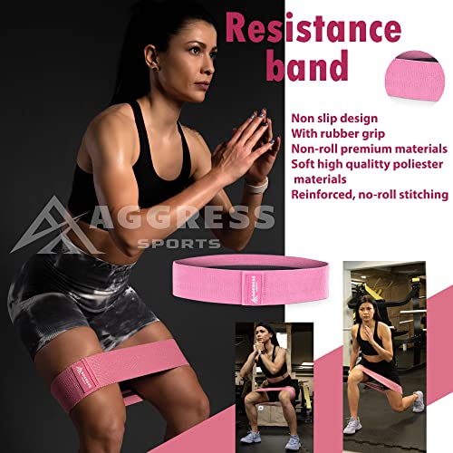 Aggress Sports Barbell Pad Set of 8 β Barbell Squat Pad for Hip Thrust, Lunges with 2 Gym Ankle Straps, Hip Resistance Band β Durable Gym Accessories for Women Includes Carry Bag, Towel, pink