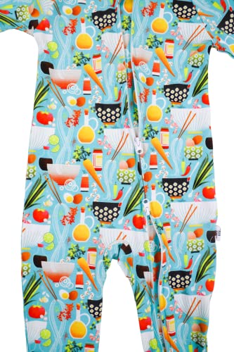 Jade&Kai Bamboo Footie Pajamas | Naptime n' Noodles | Soft and Stretchy | Gentle on Skin | Zipper Closure | Multiple Sizes (0-3mo)