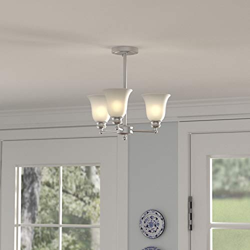 Amazon Brand โ Ravenna Home Classic 3 Light Semi-flush Mount Chandelier, Bulbs Included, 14.5"H, Silver