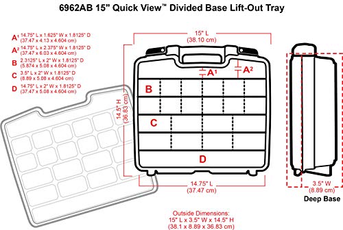 ArtBin 6962AB Quick View Deep Base Carrying Case with Removable Dividers and Tray, Portable Art & Craft Storage Box, 15", Clear