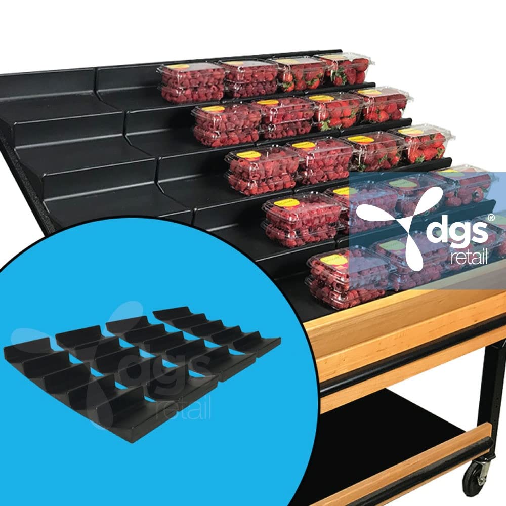 4 Pack of Tiered 5-Step Produce Riser Display for Retail Grocery Produce Market Farmers Market, Set of 4 Fits Tables 36"D x 48"W, Washable Food Safe Material