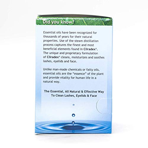 Cliradex Towelettes - Natural Face, Eyelash & Eyelid Cleanser - Wipes for Demodex, Blepharitis, Mgd and Red Irritated Eye Lid - Tea Tree Oil Extract.