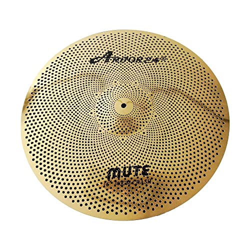 Arborea Low Volume Crash Cymbal 16 Inches Practice Silent Cymbal Golden Quiet Crash Drum Cymbal For Drum Set
