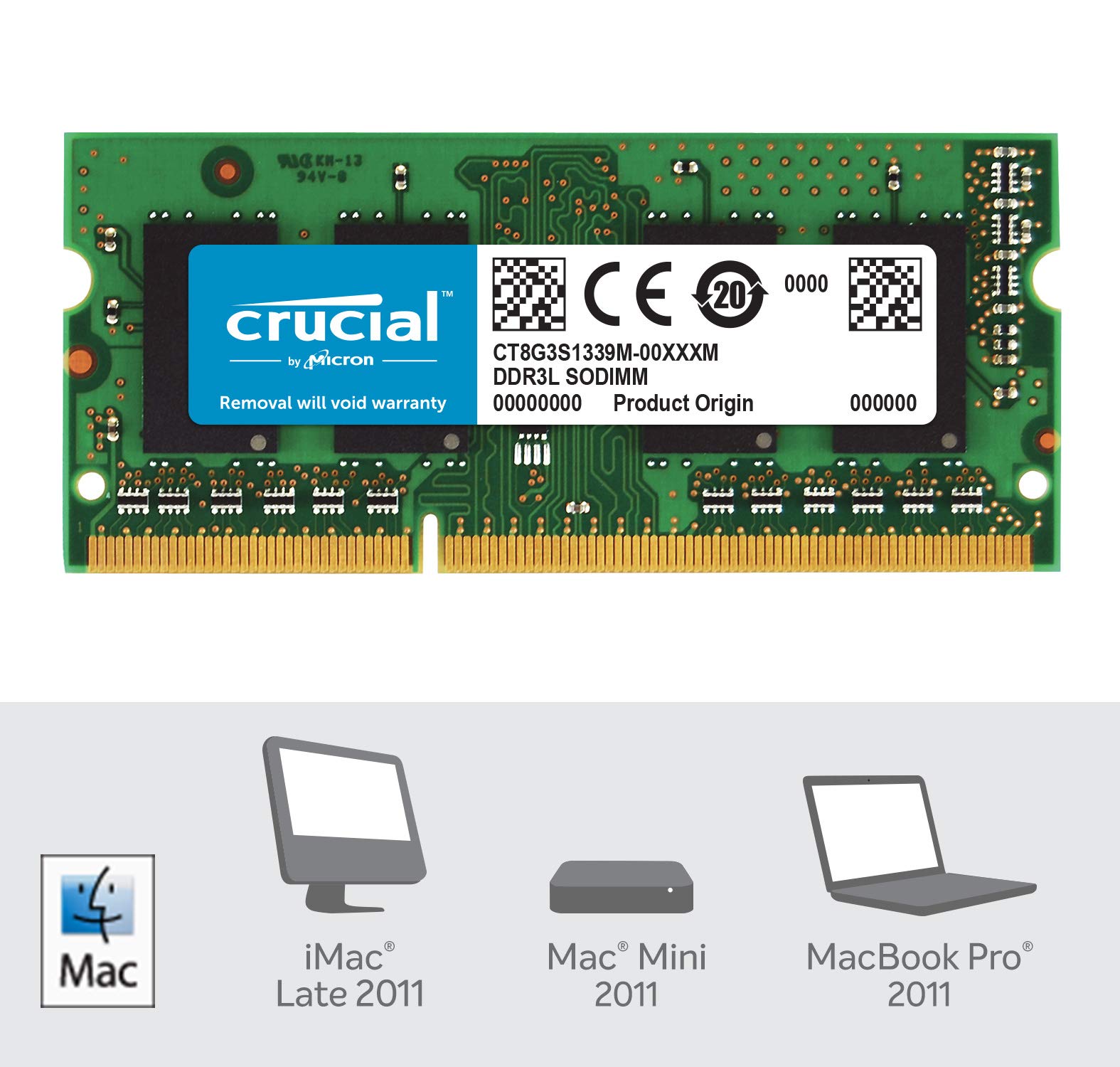 Crucial Technology 8GB, 204-pin SODIMM, DDR3 PC3-10600,