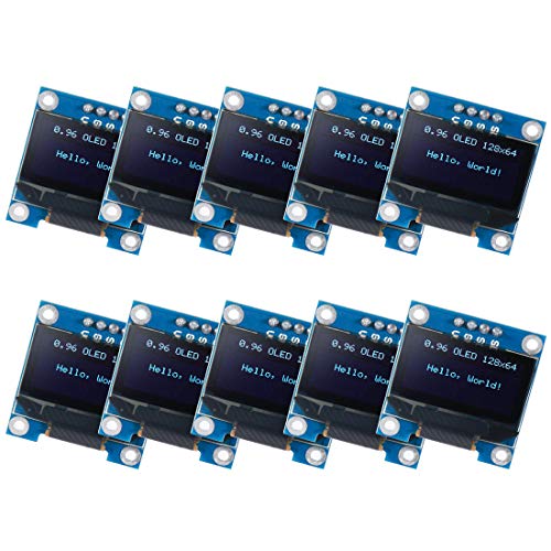 UMLIFE 10PCS 0.96" OLED Module 12864 128x64 OLED Display SSD1306 Driver I2C IIC Serial Self-Luminous Display Board Compatible with Arduino Raspberry PI (10PCS, Blue)