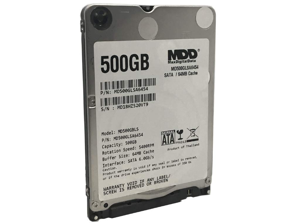 MaxDigitalData 500GB 5400RPM 64MB Cache SATA 6Gb/s 7mm 2.5in Notebook/Mobile Hard Drive (MD500GLSA6454S) - 2 Year Warranty