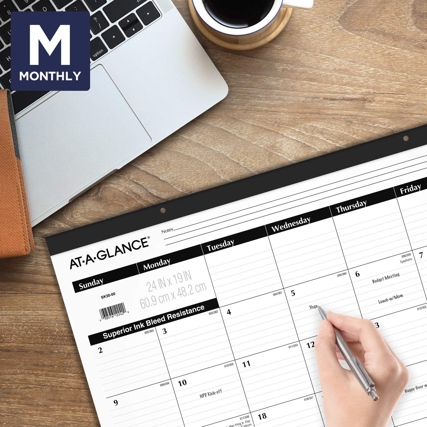 2022 Desk Calendar by AT-A-GLANCE, Monthly Desk Pad, 24" x 19", Jumbo, Ruled (SK3000)