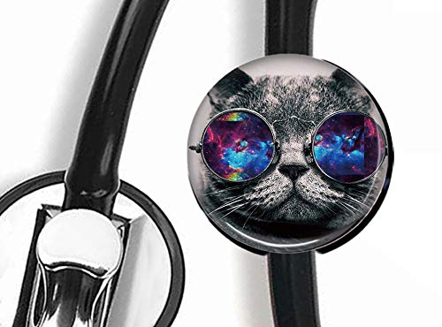 DuDu-Cat Wearing Sunglasses - Stethoscope Tag,Steth ID Tag,Nurse Badge