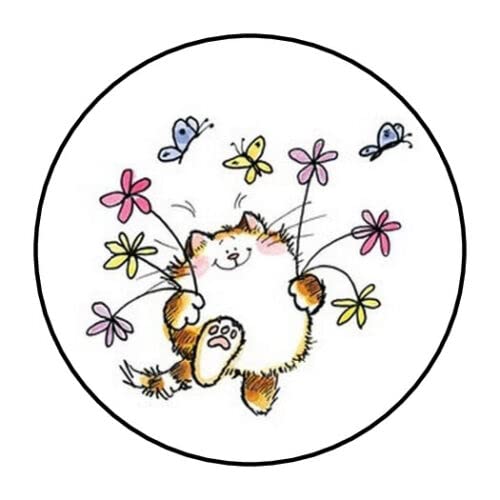 30 pcs CAT Flowers Favor Labels Round Stickers Envelope Seals Labels Round Tags, Stamps Sticker for Gift Cards, Envelopes, Boxes for Holiday, Birthday, Christmas