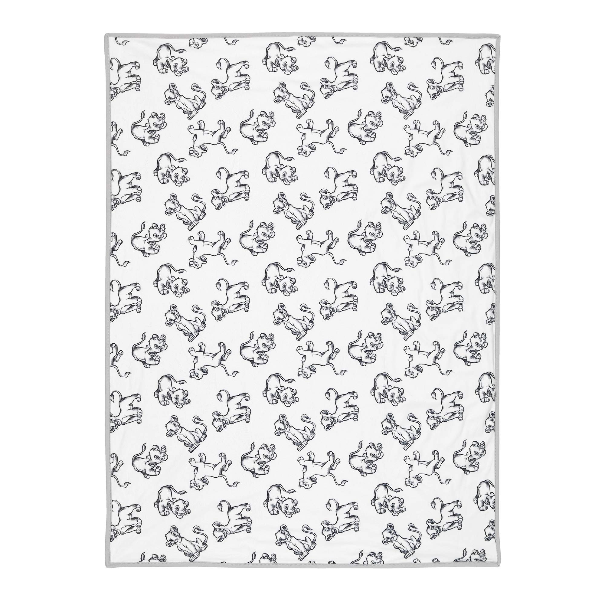 Lambs & Ivy Disney Baby The Lion King Baby Blanket - White/Gray Minky/Jersey