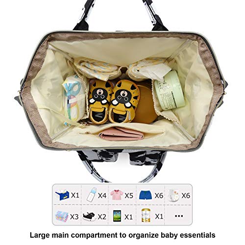 Yusudan 3 in 1 Cow Print Diaper Bag Backpack for Baby Girls Boys, Nappy Bags with Diaper Pad Stroller Straps