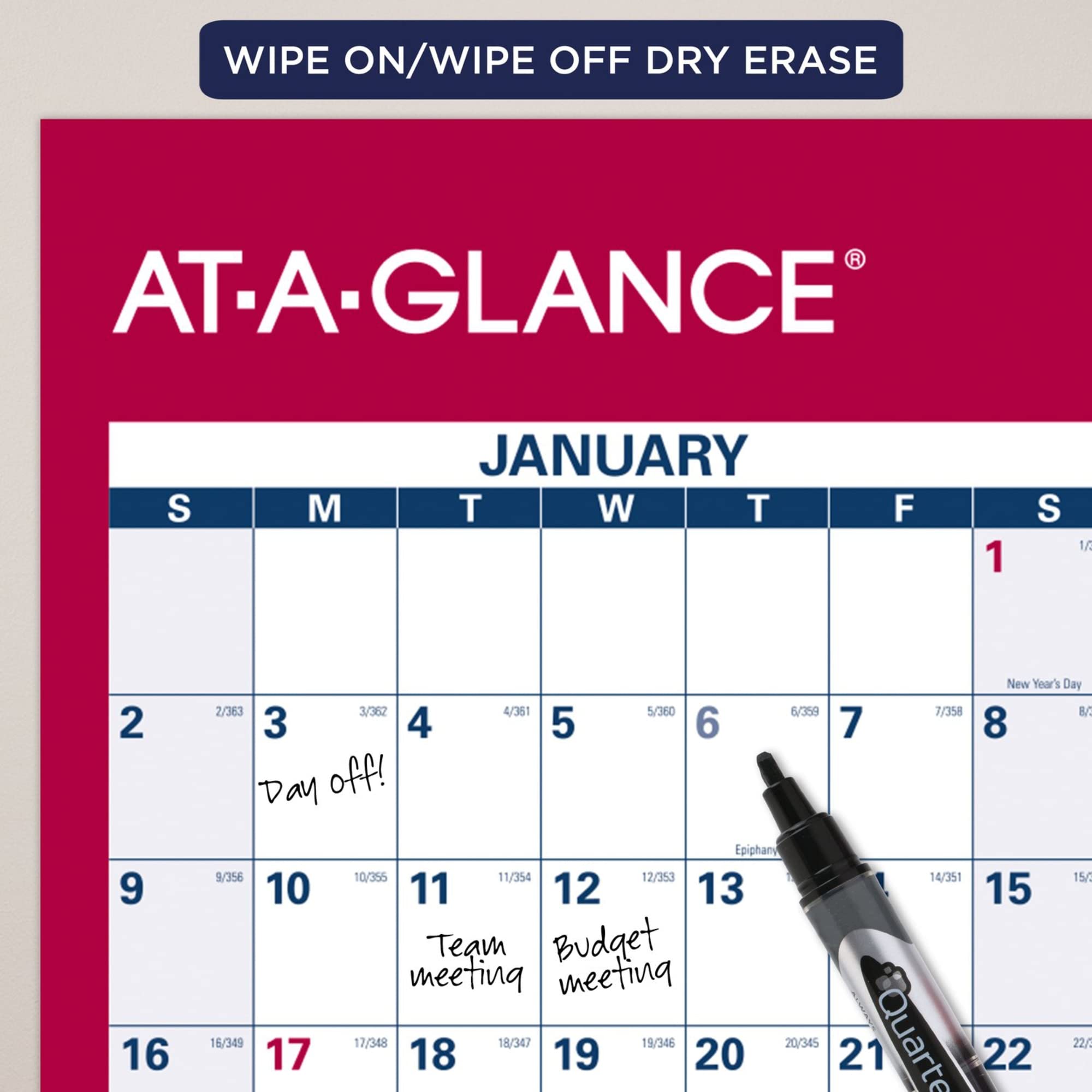 2022 Erasable Calendar, Dry Erase Wall Planner by AT-A-GLANCE, 12" x 16", Small, Vertical/Horizontal, Reversible, Compact (PM330B28)