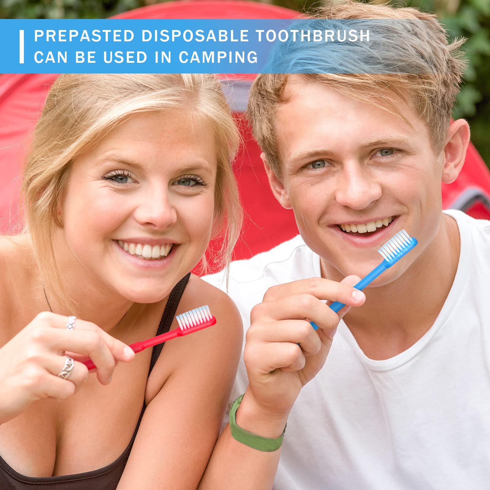 200 Pack Prepasted Disposable Toothbrushes Individually Wrapped Soft Bristle Travel Tooth Brush Single Use Wrapped for Hotel, Camping, Travel, No Water Needed, 4 Colors