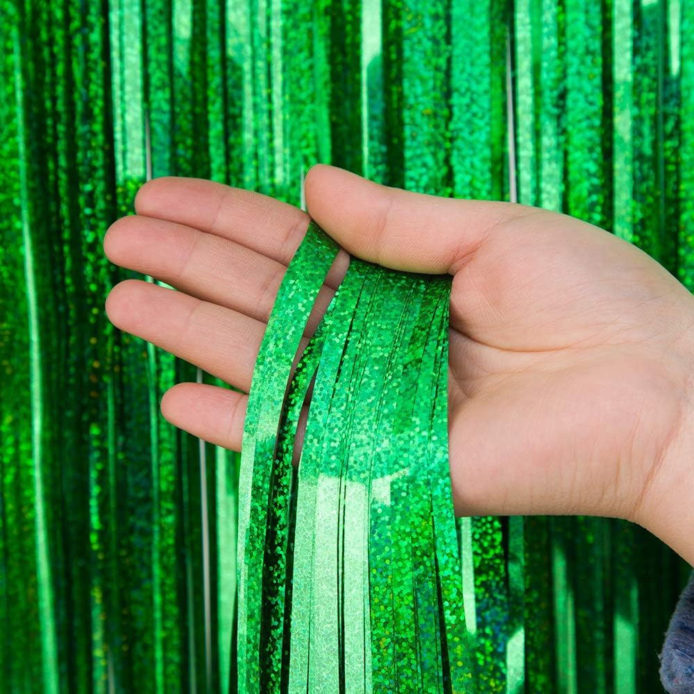 2 Pack 3.2 ft x 9.8 ft bling Black Tinsel Curtain Party Backdrop decorations, Metallic Foil Fringe Backdrop Door for Halloween, Christmas, Birthday Graduation Wedding Party Streamers Photo Backdrop.
