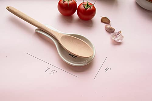 VILIGHT Ceramic Spoon Holder for Stove Top - Farmhouse Kitchen Accessories Decor - Spoon Rest for Kitchen Counter - Gifts for Cooking Lovers - White Ladle Holder