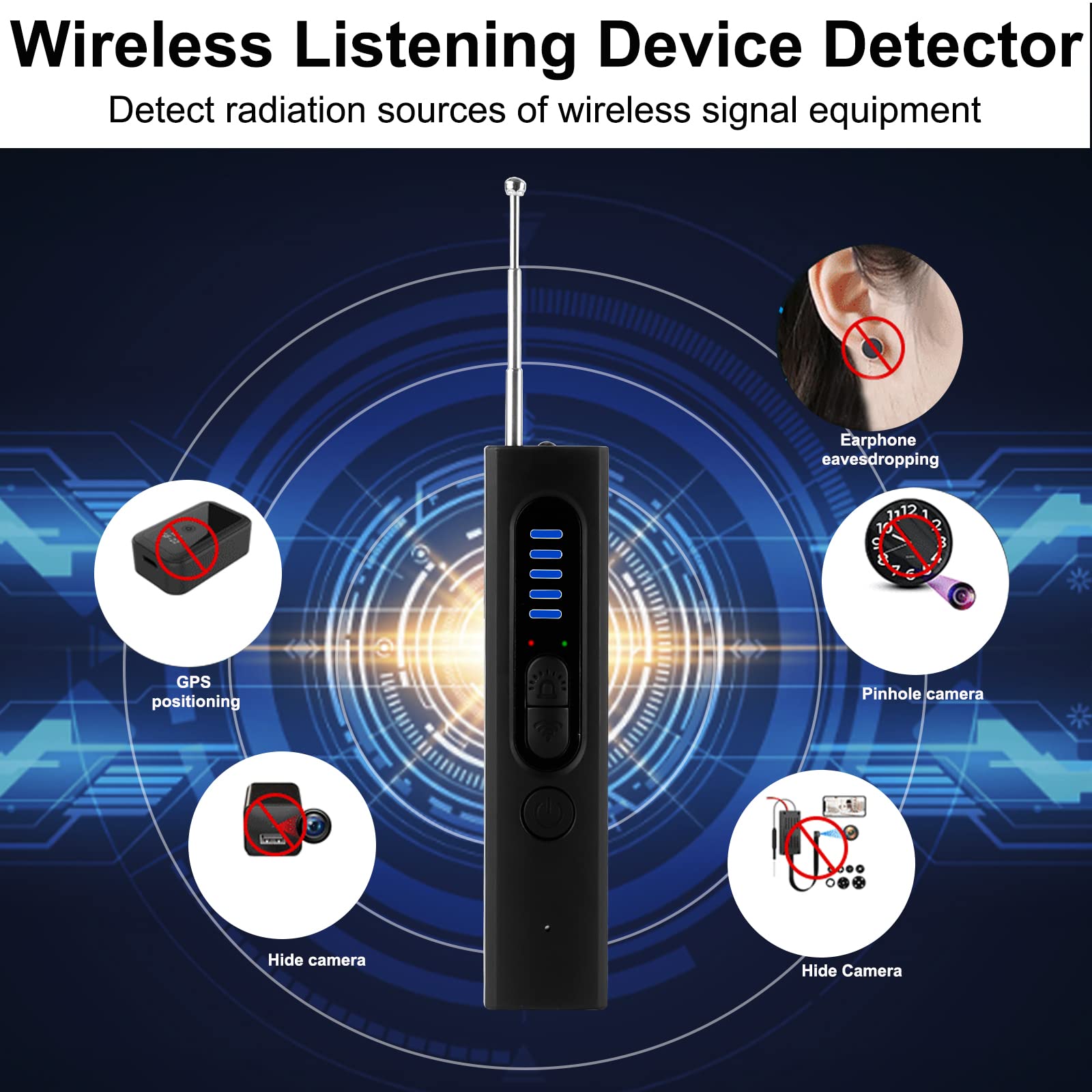 4IN1 Hidden Camera Detectors, Upgraded 5 Levels Sensitivity Anti Spy Detectors Bug Detectors GPS Tracker Detectors RF Scanner Device Hidden Device Detectors for Home Hotel Apartment Office Travel