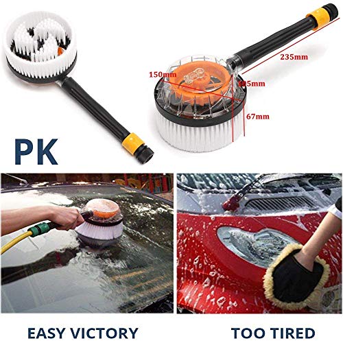JSCARLIFE Vehicle Wash Brush,Automotive Window Cleaning Handle Non-Electric Automatic 360 Degree, Garden Sprinkling Tool