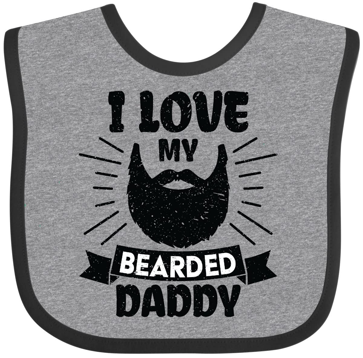 inktastic I Love My Bearded Daddy for Fathers Day with Grunge Baby Bib Heather and Black 35a06