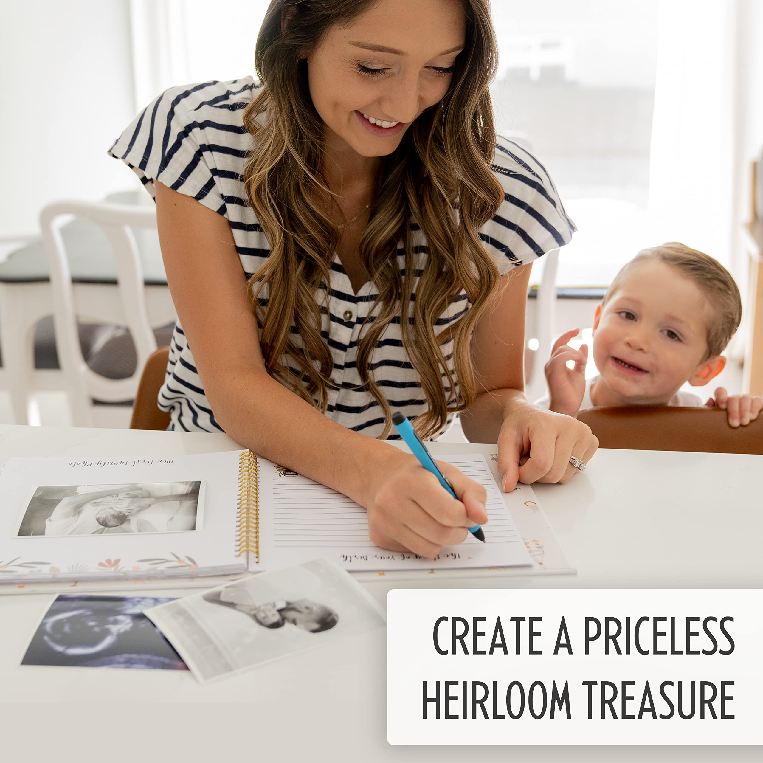 ZICOTO Keepsake Baby Memory Book - 100-Page Scrapbook with 5 Small Boxes for Precious Memories and Milestones from Pre-Birth to 1st Birthday
