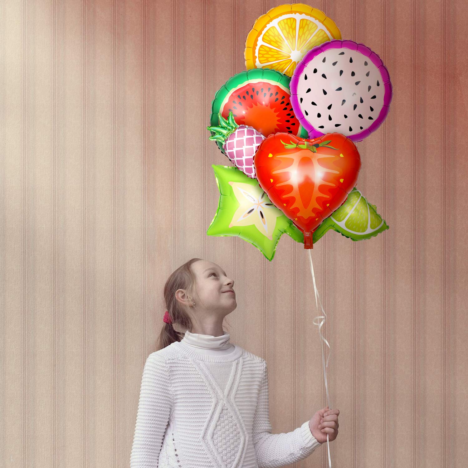 30 Pieces Fruit Balloons Fruit Aluminum Foil Balloons Tutti Frutti Party Decorations Tropical Fruit Balloons for Birthday Fruit Themed Party Decorations, 2 Sizes