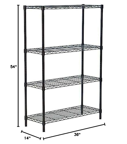 Juggernaut Storage 36" W x 14" D x 54" H Four-Shelf Steel Shelving Unit, 1400 lb Capacity, Black