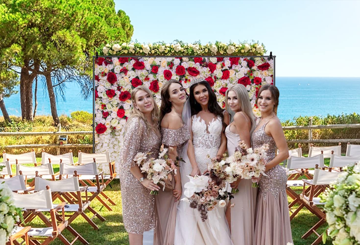CSFOTO 10x8ft Wedding Backdrops for Reception Floral Backdrop for Wedding Shower Engagement Backdrop Flower Wall Backdrop Bridal Shower Background for Cradle Ceremony Backdrop for Proposal